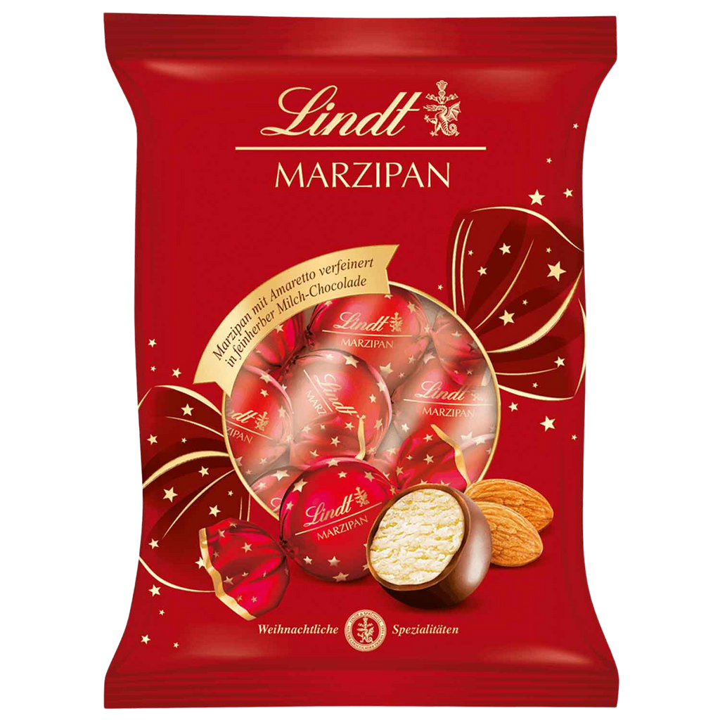 Lindt Luxury Large Marzipan Balls 100g Bag BB End Mar 25 Chocolate Emporium
