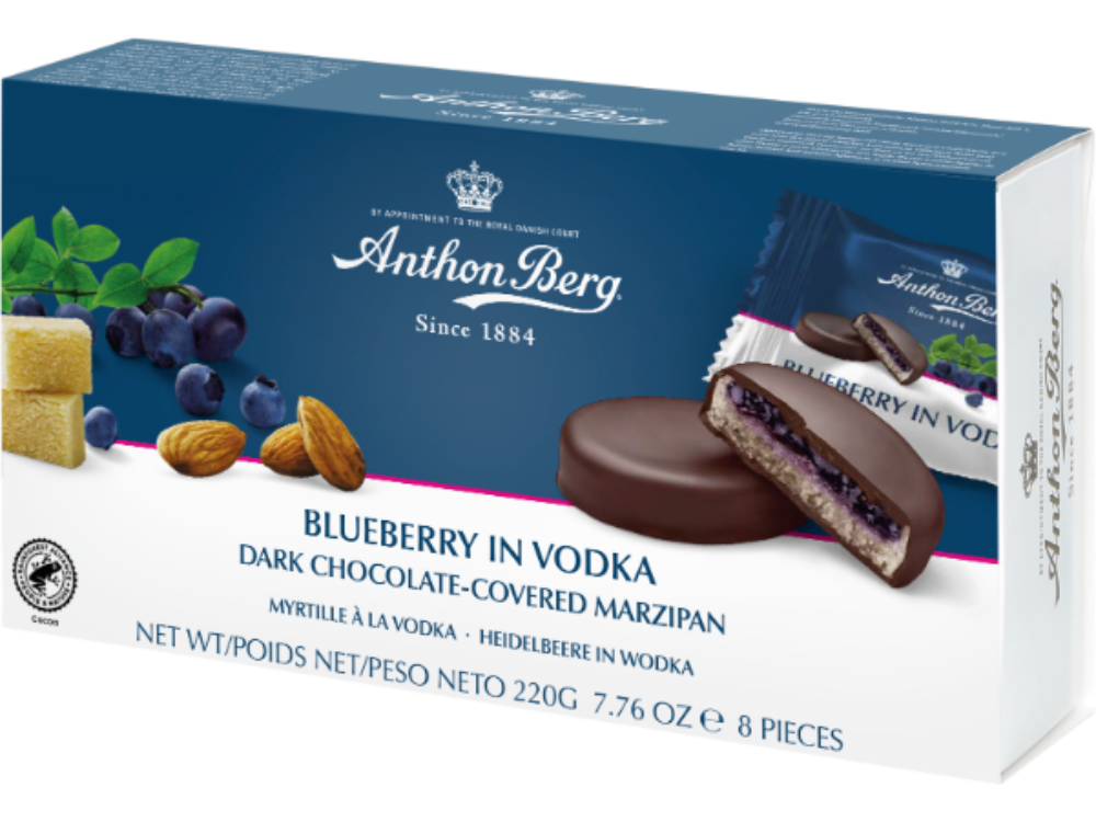 Anthon Berg | Blueberry Vodka Dark Chocolate Marzipan | 220g ...