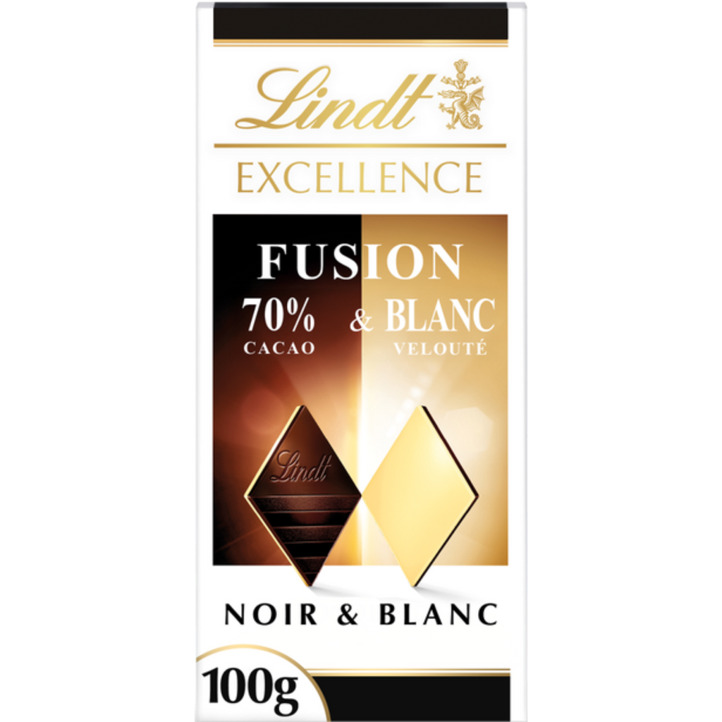 Lindt Excellence | Fusion 70% Dark & White Chocolate | 100g Bar ...